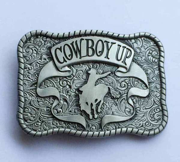 Cowboy Up belt buckle with pewter finished Western Belt Buckles ...