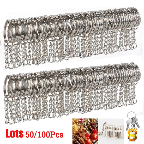 50Pcs/100pcs Key Ring Keychain With Link Chain Blanks Car Home Key ...