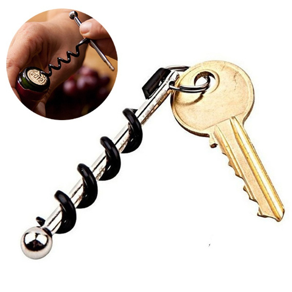 Portable Spiral Wine Opener Corkscrew Outdoor Mini Metal Keychain Key ...