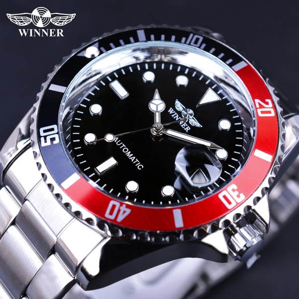 Winner Brand Sport Watches Stainless Steel Calendar Display Mechanical ...