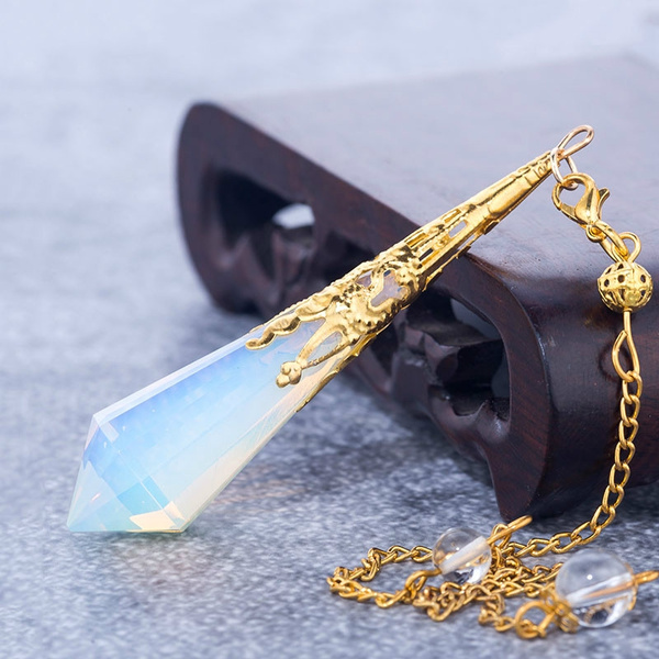 Natural Stone Pendulum for Dowsing Quartz Opalite Opal Pendulos Sacred ...
