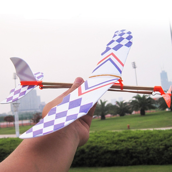 Chic Style Rubber Band Elastic Powered Glider Flying Plane Airplane DIY ...