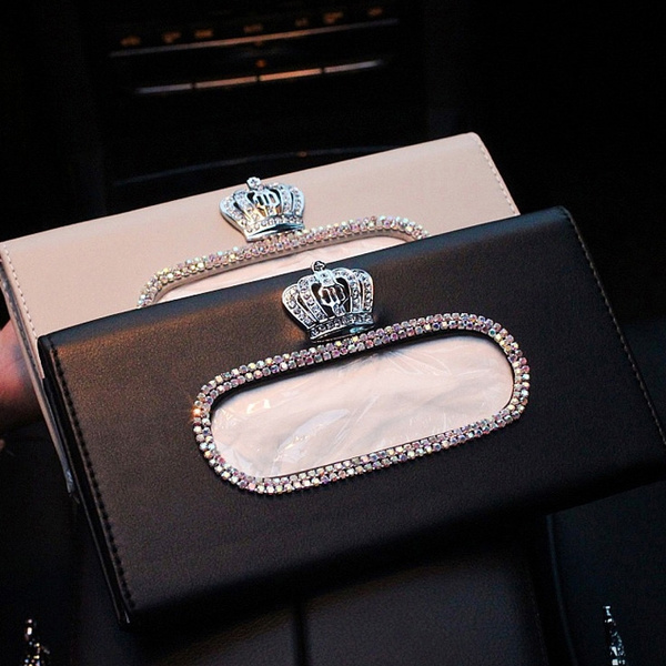 BlingBling Car Shade Tissue Box Crown Pumping Cute Hanging Sun Visor ...