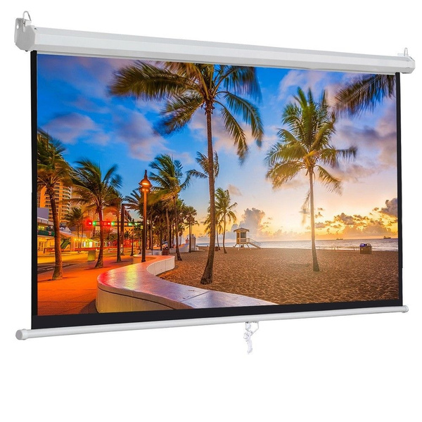 Segawe® 100 Inch 16:9 Manual Pull Down Projector Projection Screen Home ...