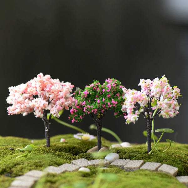 3pcs Mini Tree Fairy Garden Miniatures Micro Landscape Resin Crafts ...