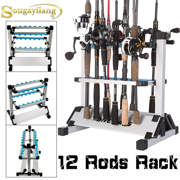 Sougayilang Fishing Rod Rack Metal Aluminum Fishing Rod Rack Portable ...