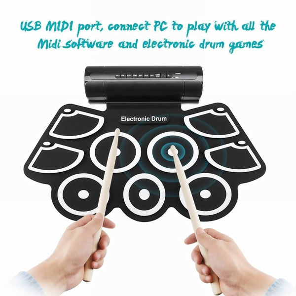 USB Electronic Drum Foldable MD760 Roll up Electronic MIDI Drum Set ...