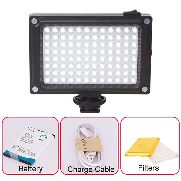 96 LED Video Light with Battery Filters Hotshoe Photo Lighting on ...