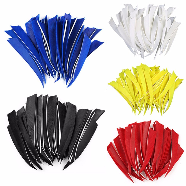 50 Pcs Fletching 4" Shield Natural Turkey Feather Wood DIY Arrow ...