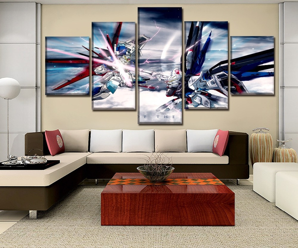 5 Pieces Anime Mobile Suit Gundam Modular Oil Painting Artwork Poster ...