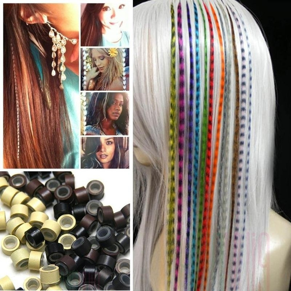 71Pcs/Set Hair Extensions Set With Beads Hook Loop Grizzly Solid Zebra ...