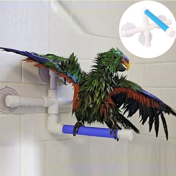 Pet Birds Folding Shower Perches Toys Bird Bath Standing Platform Rack ...