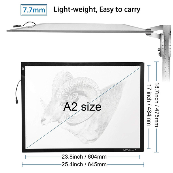 Voilamart A2 LED Light Box Tracer, 12V Ultra Bright 3 Level Dimmable ...