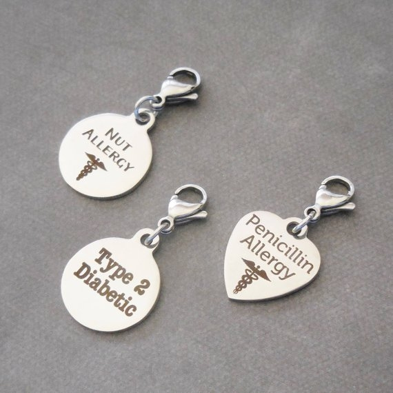 Stainless Medical ID Charms, Type 2 Diabetes, Awareness Charm, Alert ...