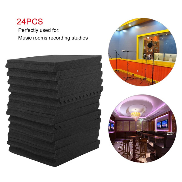 24 pcs Acoustic Panels Sound Proofing Foam Sheet With Adhesive Backing ...