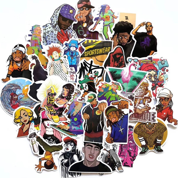 48 Pcs Hip-hop Sticker Car Styling Skateboard Fridge Vinyl Decals ...