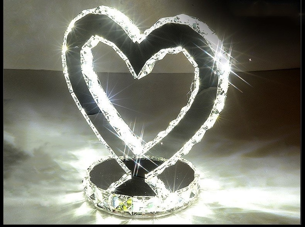 Modern Heart shaped Led table lamp Crystal table Lighting for living ...