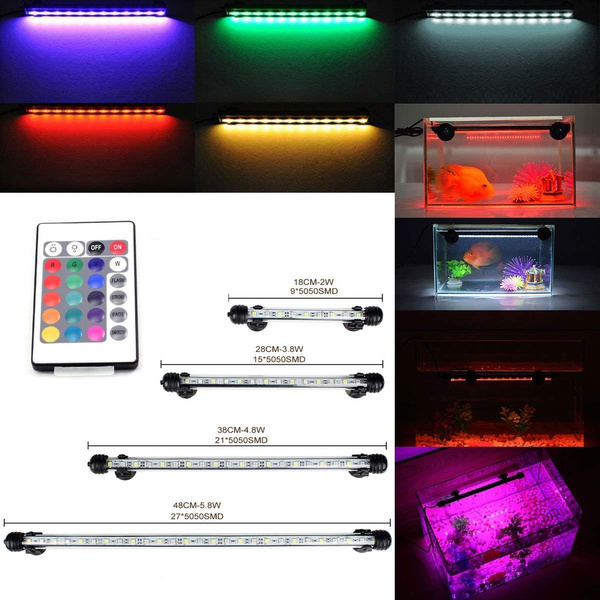18-48CM Aquarium Light RGB Remote Colour Changing LED Fish Tank Light ...