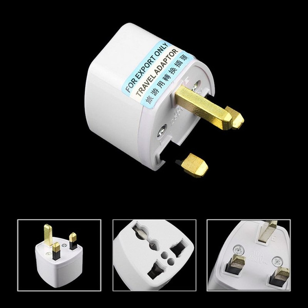 White Universal EU / USA / Australia to UK AC Power Travel Plug Adapter ...