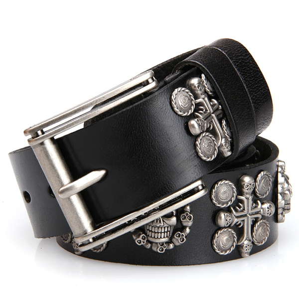 Skulls metal rivet cross bones skeleton goth belt buckles death ...