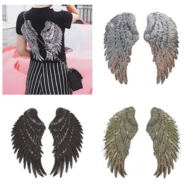 1 Pairs Embroidered Iron on Patches DIY for Clothes Angel Wings ...
