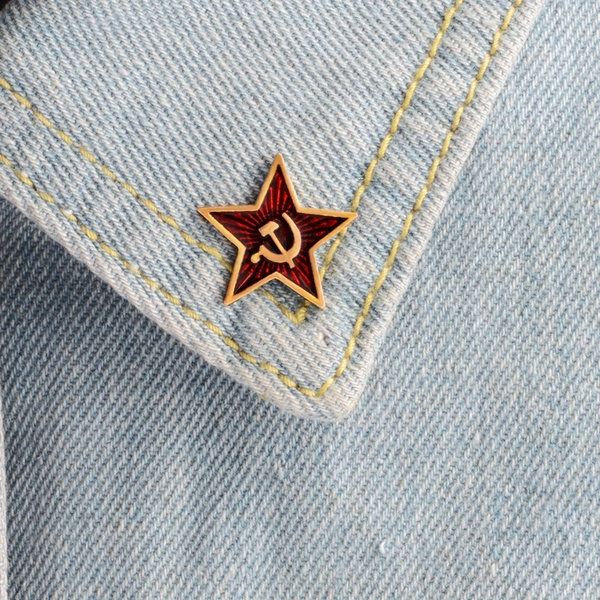 Retro USSR Symbol Enamel Pin Red Star Sickle Hammer Cold War Soviet ...