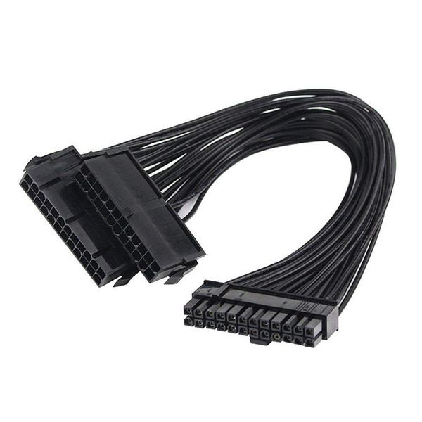 BLUEXIN Pro 24 Pin Male to Female Dual PSU Power Supply Cable PC ATX ...