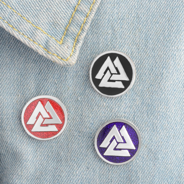 God Odin Symbol Badge Valknut Double - PIN Three Interlocked Triangles ...