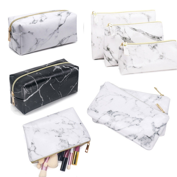 Marble Multi-Function Purse Box Travel Makeup Cosmetic Bag Toiletry ...