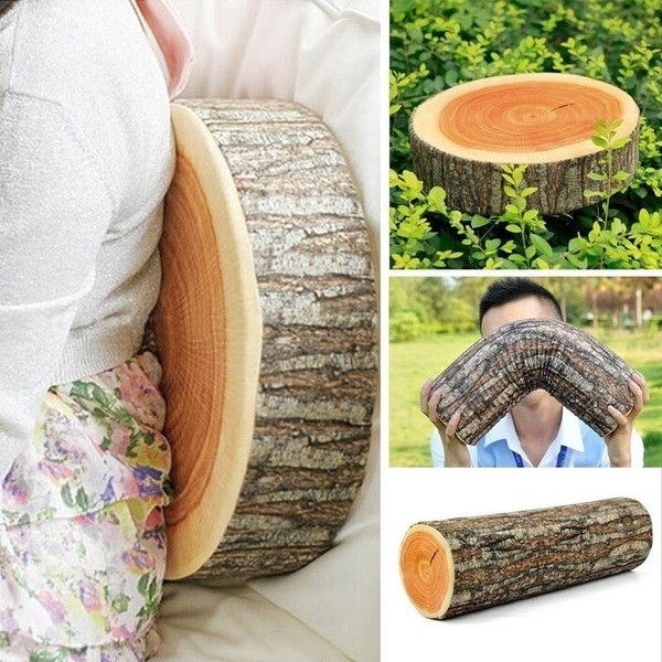 New Creative Natural Wood Design Log Soft Chair Cushion Pillow Gift ...
