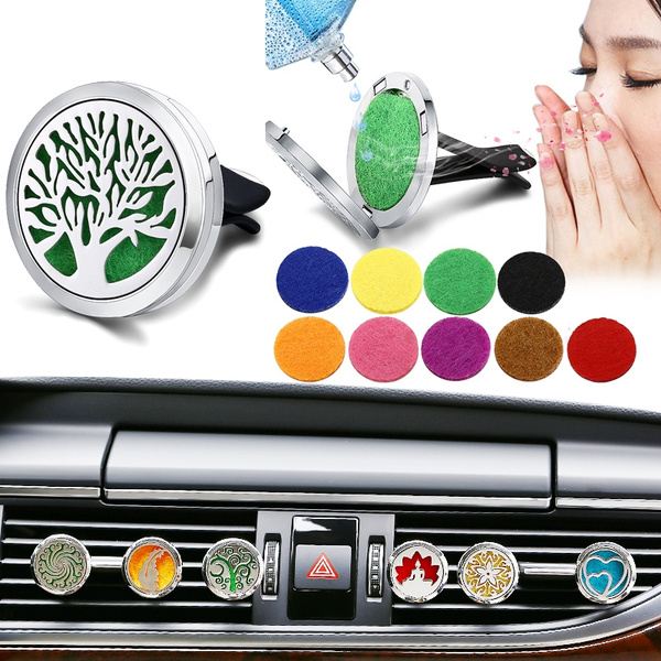 Car Essential Oil Diffuser Stainless Steel Locket Vent Clip ...