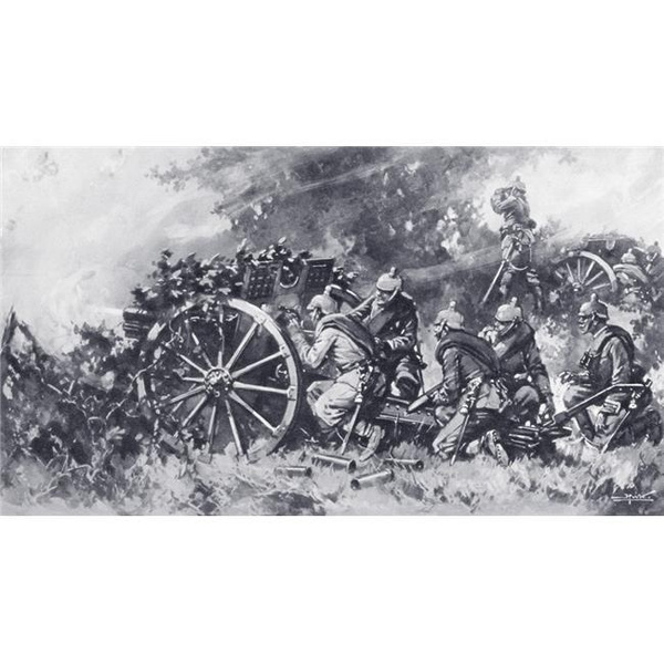 German Field Guns In Action During World War One. A Masked Battery ...