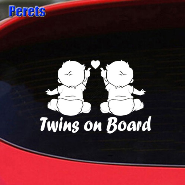 Lovely Twins Baby on Board Car Sticker Auto Window Decoration Glass ...