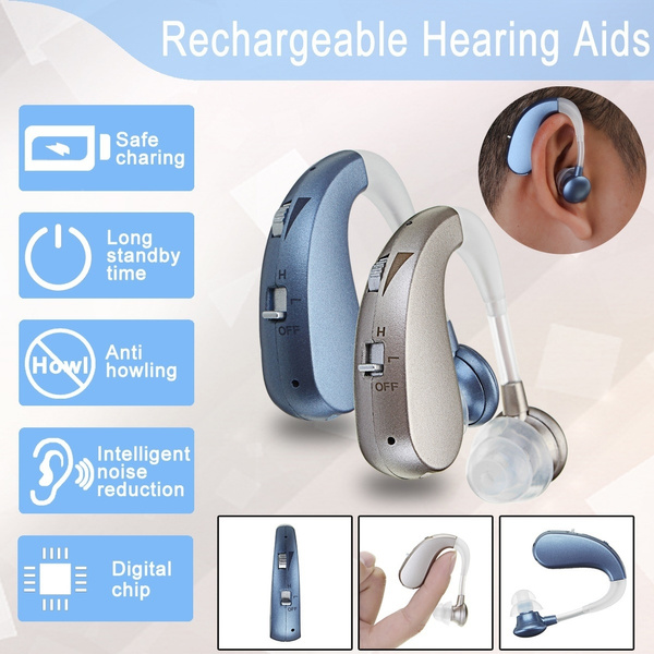 Digital Rechargeable Hearing Aids Acousticon Amplifier Audiphone Behind ...