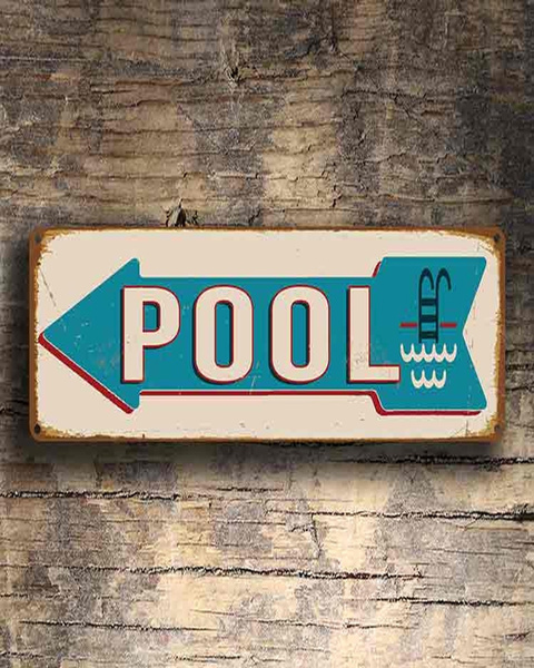 Pool Direction Tin Sign,POOL SIGN,Vintage Style Pool Sign, Pool Signs ...