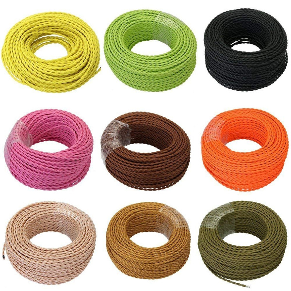 10m/32.8ft LED Lighting 2 Core Textile Cable Twisted Fabric Lamp ...
