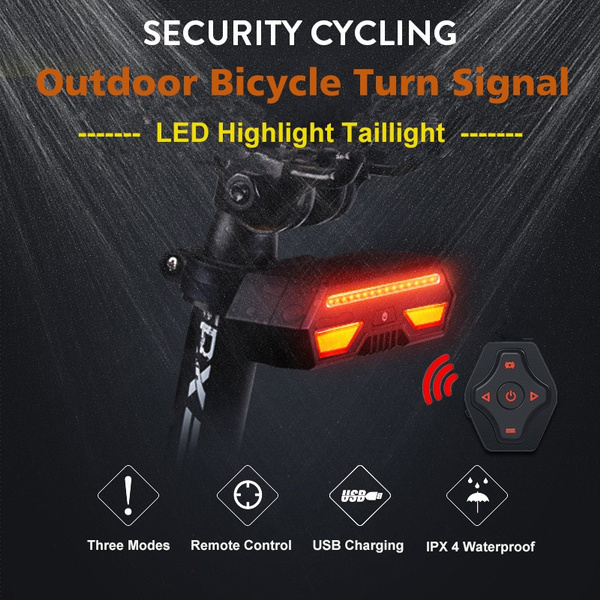 Wireless Remote Control Bike Tail Light USB Rechargeable Bicycle Turn ...