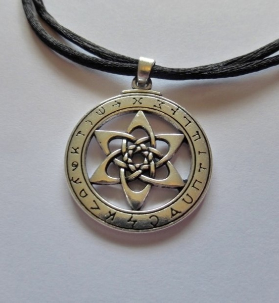 Silver Runic Elven Star Pendant - Runes - Adjustable Black Choker ...
