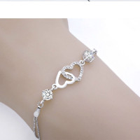 Women Elegant Double Love Heart Silver Golden Chain Bracelet Jewelry | Wish