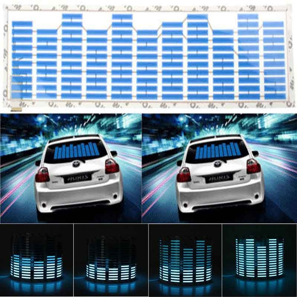 Car Music Rhythm LED Blue Flash Light Sound Activated Equalizer Lamps ...