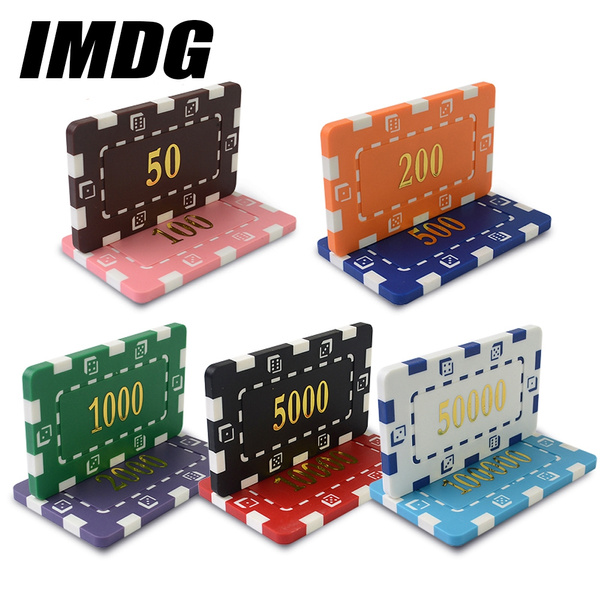 5pcs A Pack ABS Rectangle with Face Value Bronzing Square Chip Baccarat ...