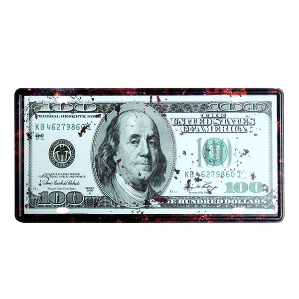 100 Dollar Bill Vintage Metal Decorative License Plates For Car Bar ...