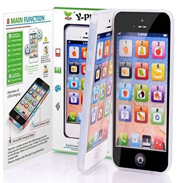YPhone Kids Learning Toy Play Cell Phone Black with USB Recharable ...