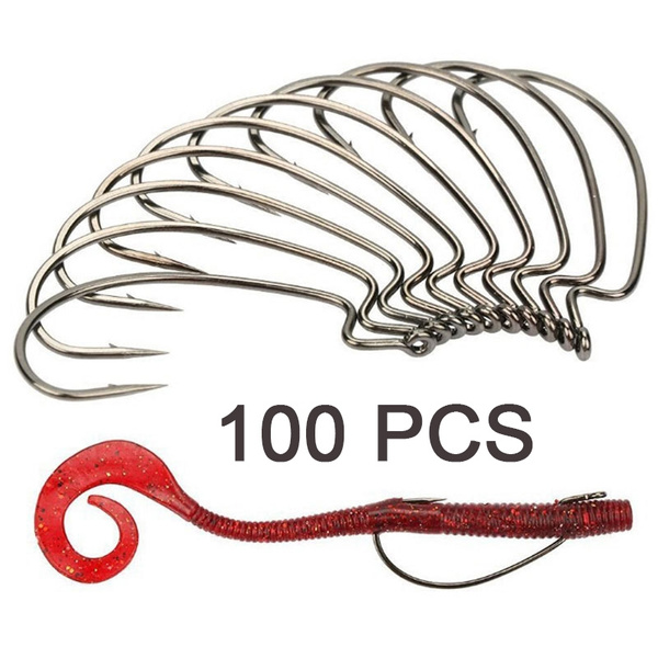 100Pcs Offset Hook Crank Worm Sharp Hook | Wish