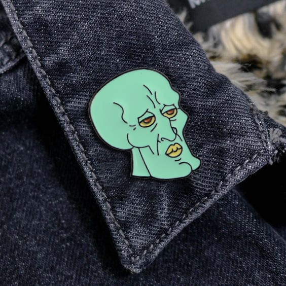 Funny Meme Button Pin Grimace Squidward Hard Enamel Pin Brooch Jacket ...