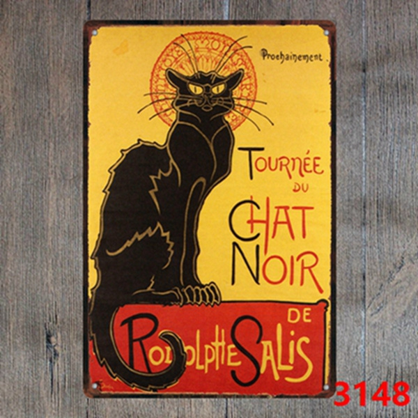 metal Tin Sign 20*30 cm tournee du chat noir sticker Decor Bar Pub Home ...