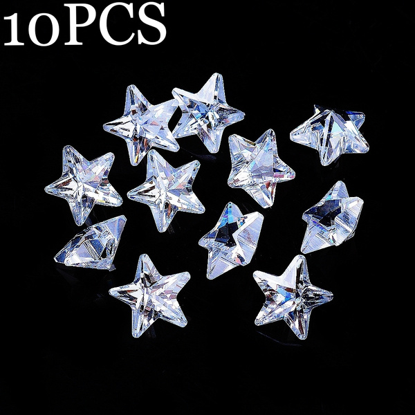 10PCS Fashion pendant five-pointed star transparent crystal bare gem ...