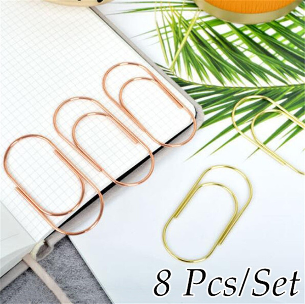 8 Pcs/set Large Paper Clip Electroplating Imitation Gold Rose Gold ...