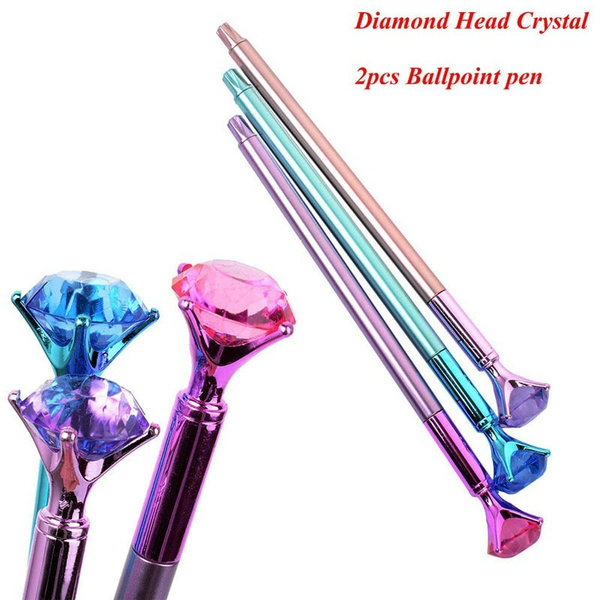 2Pcs Random Kawaii Crystal Ball Pens Ballpen Trendy Large Diamond ...