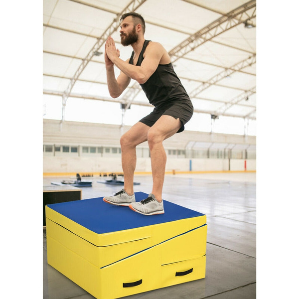 Folding Incline Cheese Gymnastics Mat Slope Fitness Wedge Mat W/Handle ...